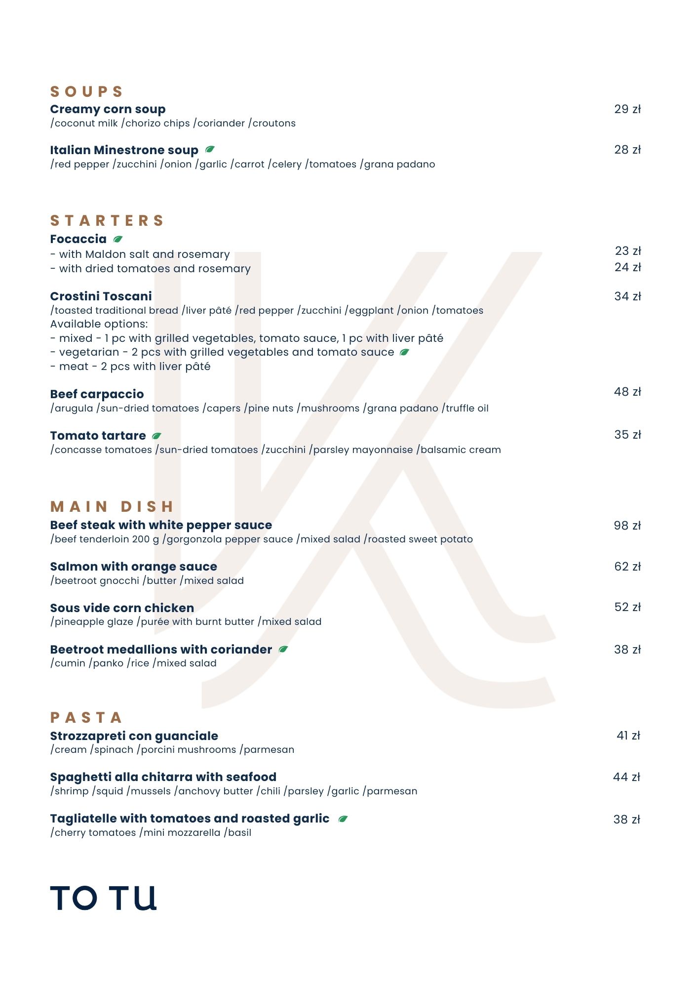 Menu – Restauracja ToTu
